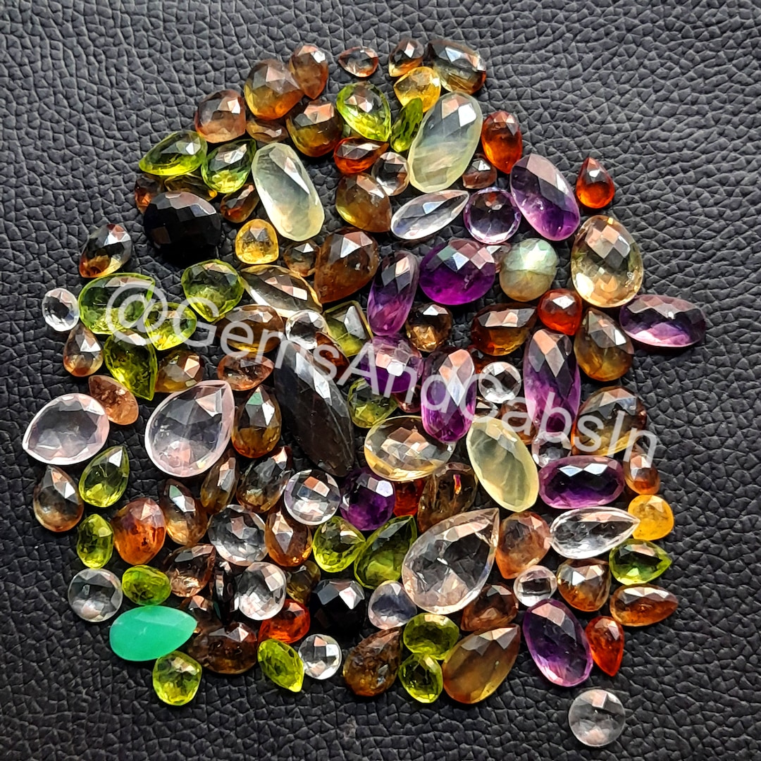 Natural Mixed Semiprecious Gemstones, Faceted Cut Gemstone, Multi Color ...