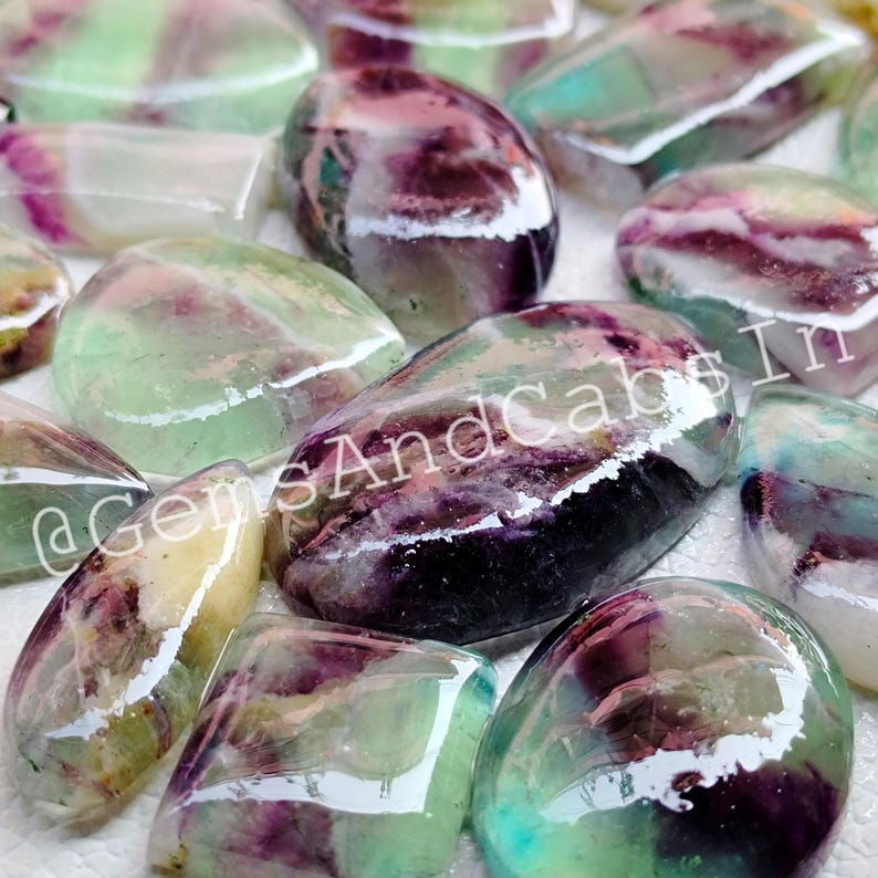 Fluorite Amethyst Gemstone Cabochons, Mix Shape Crystal Lot - Etsy