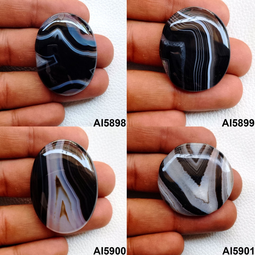 Natural Banded Agate Stone, Black Banded Agate Gemstone, Banded Agate ...