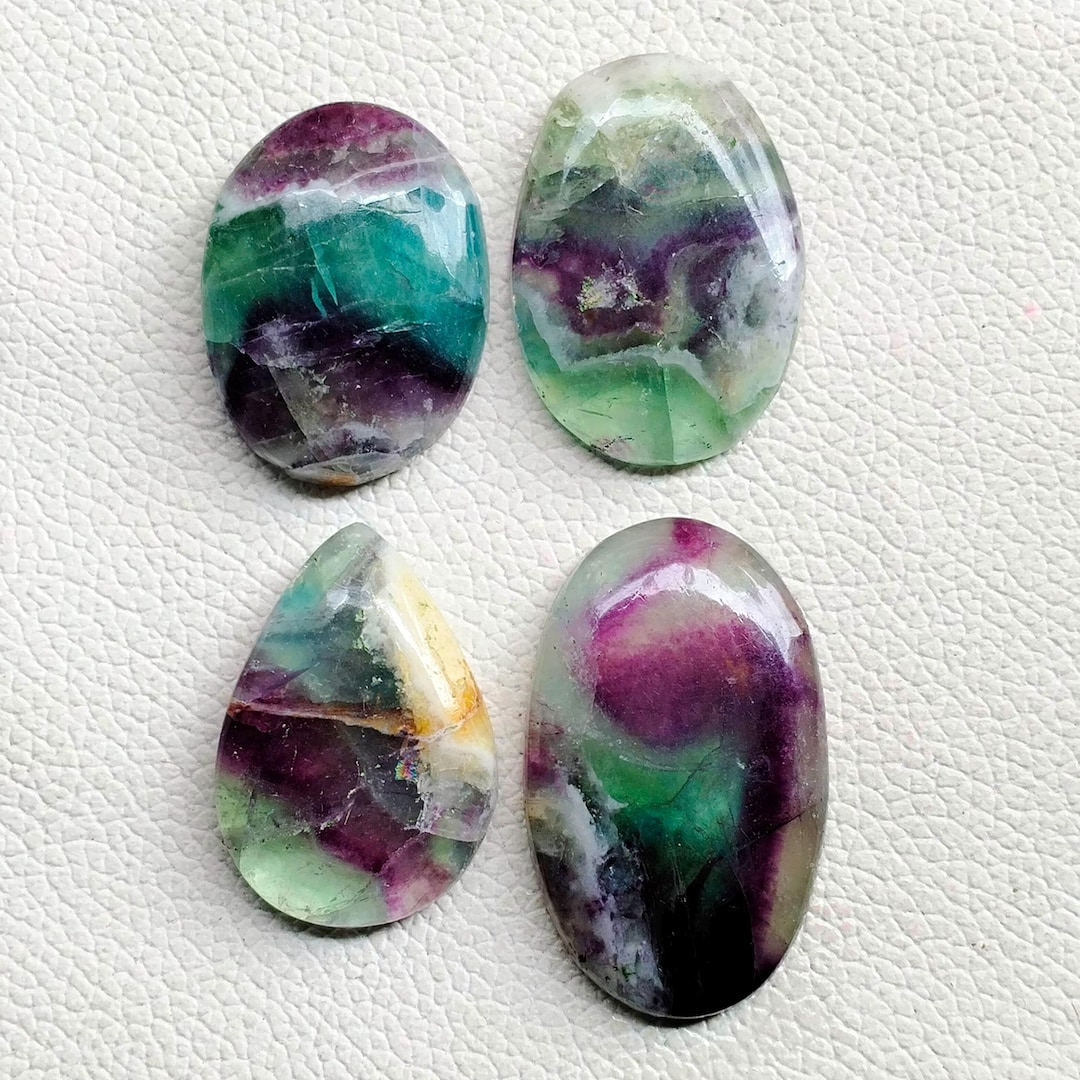 Natural Fluorite Amethyst Cabochon, Jewelry Stone - Etsy