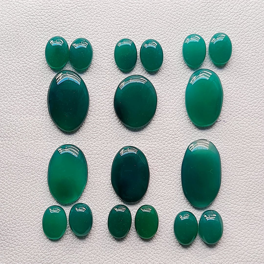 Green Onyx Gemstone, Green Onyx Cabochon, Natural Green Onyx Set Stone ...
