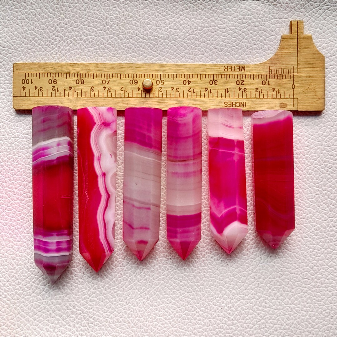 Banded Agate Crystal Pencil, Banded Agate Pencil, Pink Banded Agate ...