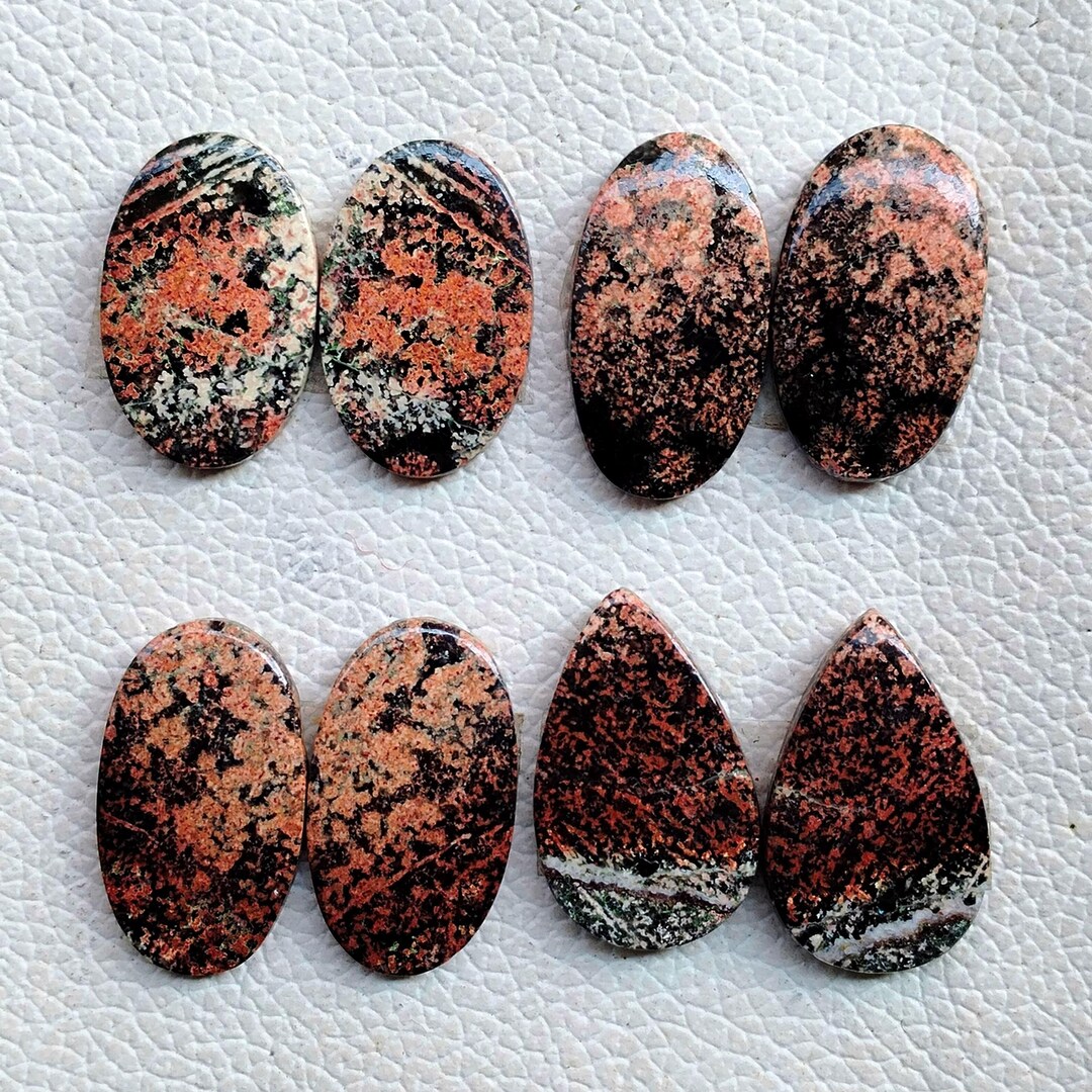 Firecracker Obsidian Cabochon Gemstone Pair, Jewelry Stone - Etsy