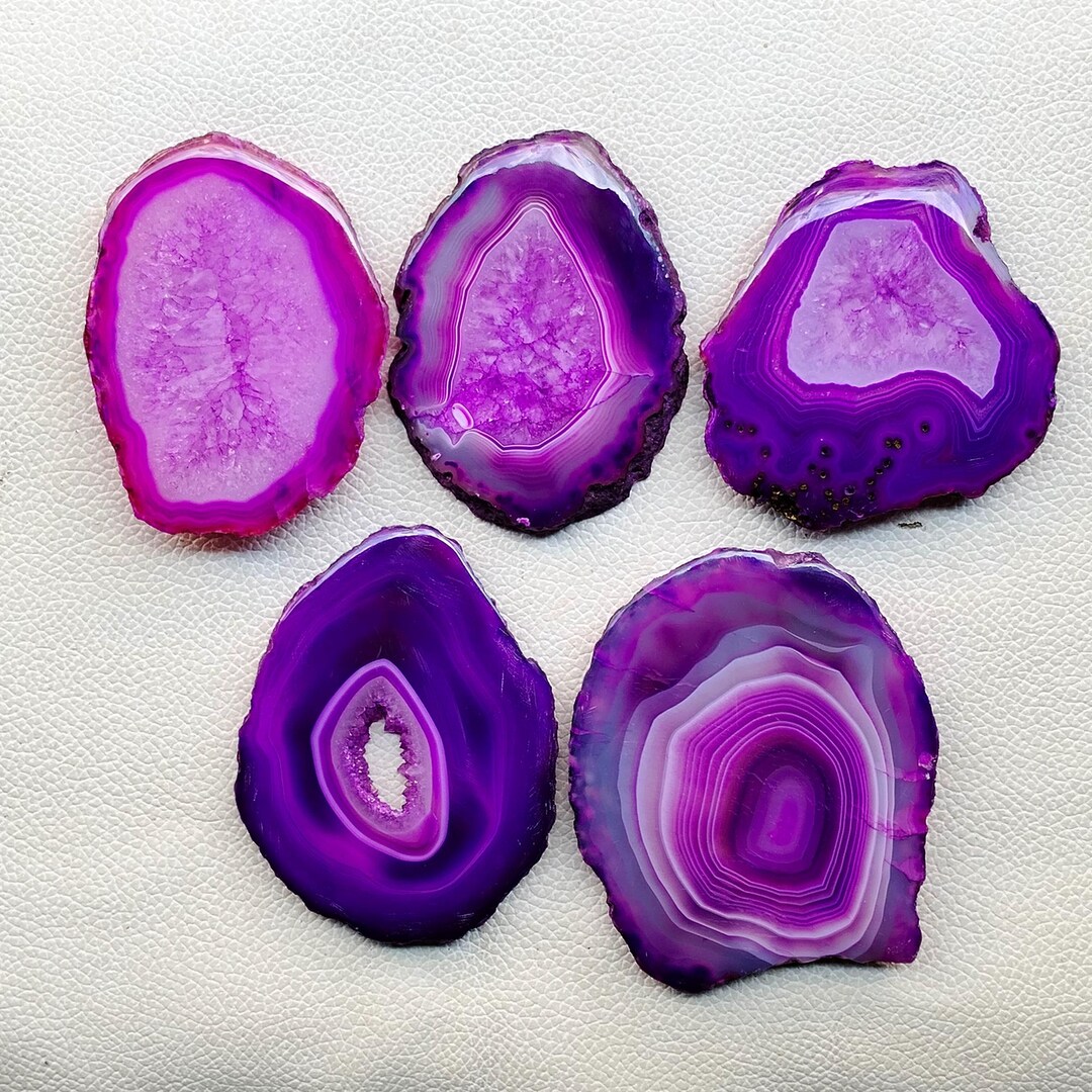 AAA Purple Banded Agate Slice, Polished Gemstone - Etsy