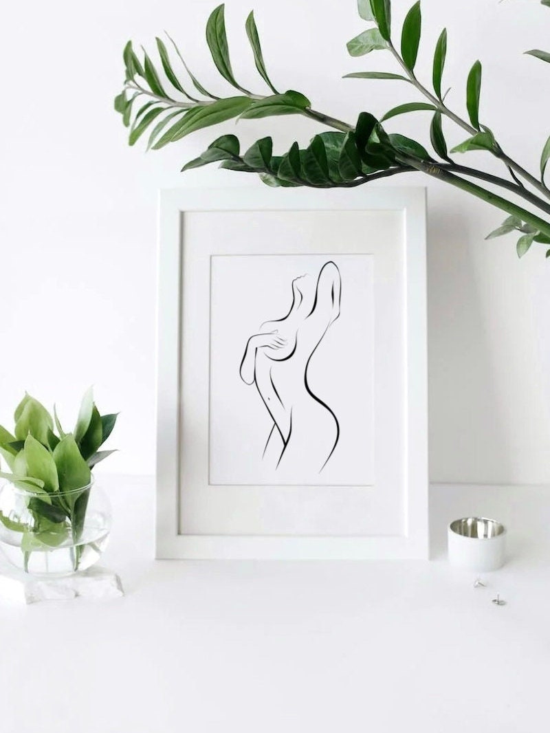 A Sketch of Standing Woman - Digital Art - Line Art of a Woman ...