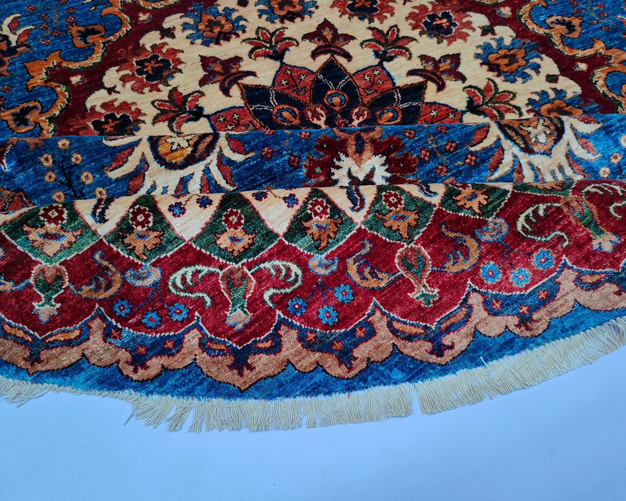 9x9 Round Area Rug Blue Red Hand Knotted Persian Style 100% - Etsy