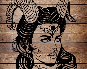 PNG SVG File Devil Queen Satin Evil Tattoo Stencil for Cricut Vinyl ...