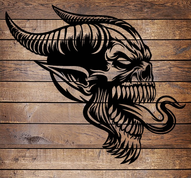 SVG/PNG Demon Skull Tattoo Horror Stencil for Cricut Vinyl Cutter - Etsy