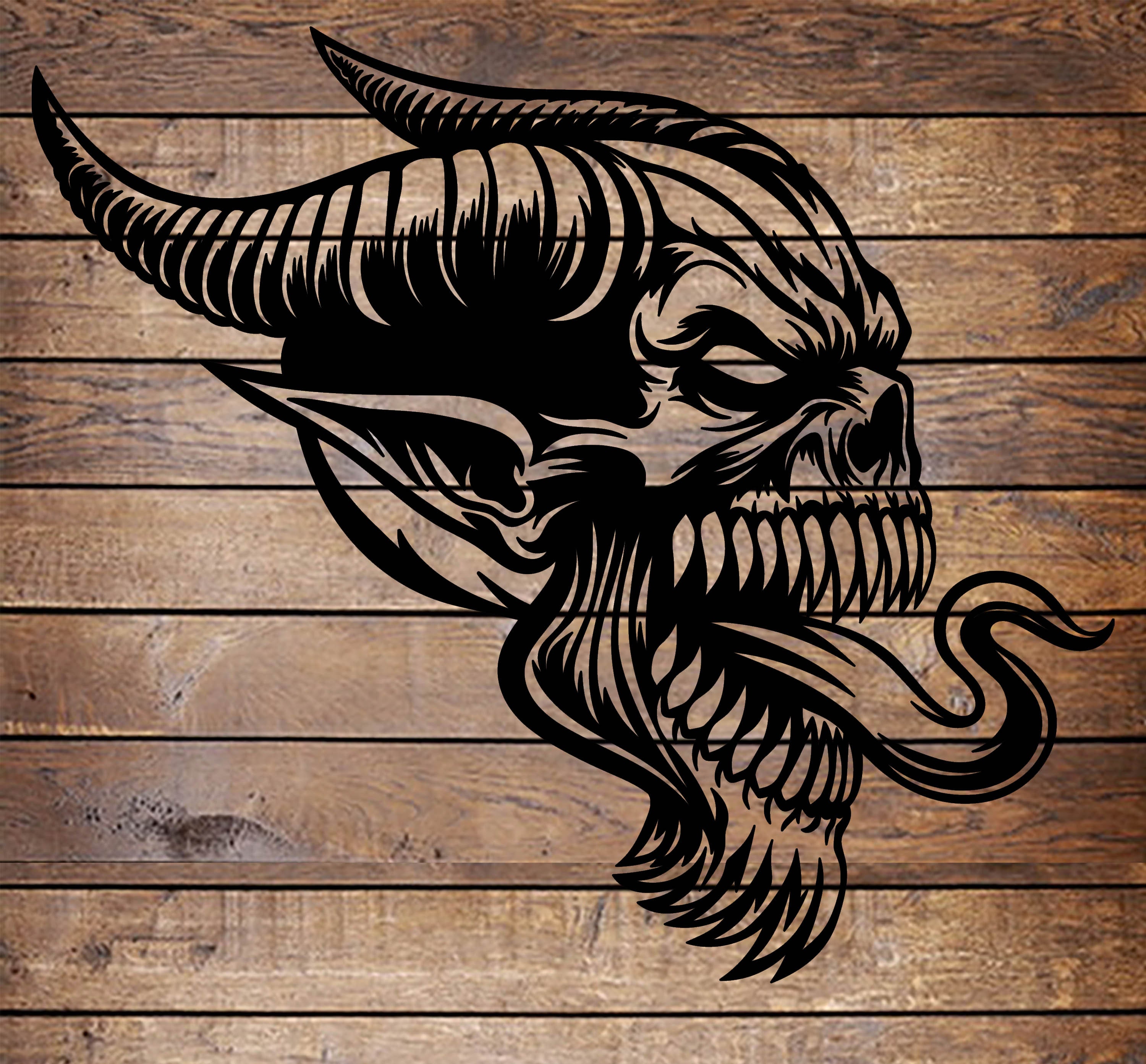 SVG/PNG Demon Skull Tattoo Horror Stencil for Cricut Vinyl Cutter - Etsy