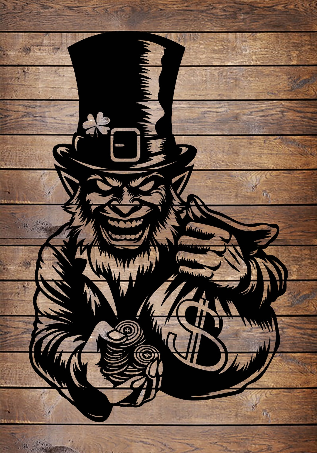 SVG/PNG Evil Leprechaun - Irish - Tattoo Horror Stencil for Cricut ...