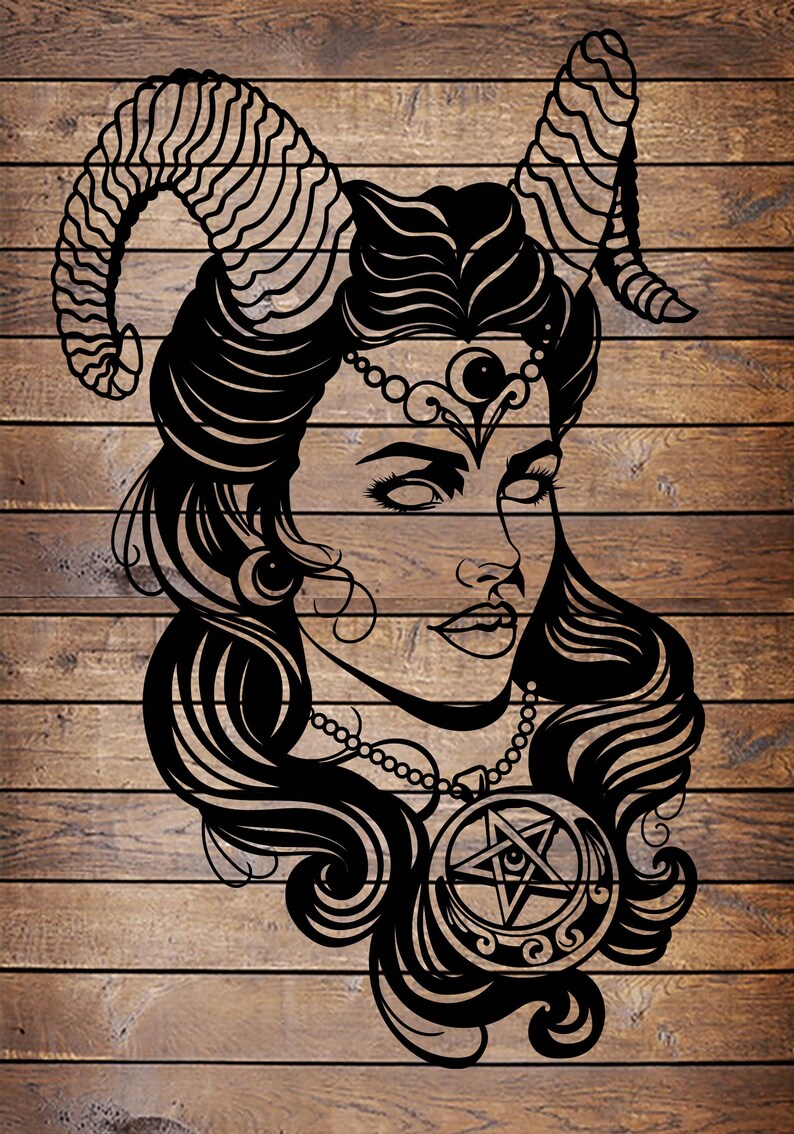 SVG/PNG Demon Devil Girl Tattoo Horror Stencil for - Etsy