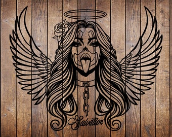 PNG SVG File Angel Crying Statue Sadness Tattoo Stencil for Cricut ...