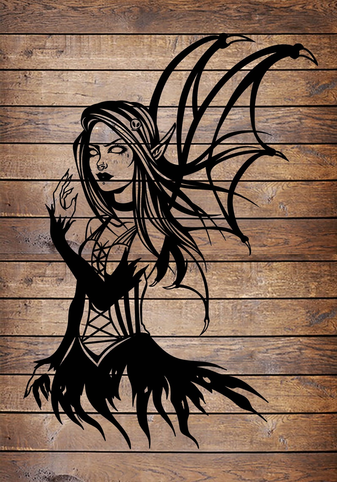 SVG/PNG Dark - Gothic Fairy Tattoo Stencil for Cricut - Vinyl Cutter - Etsy