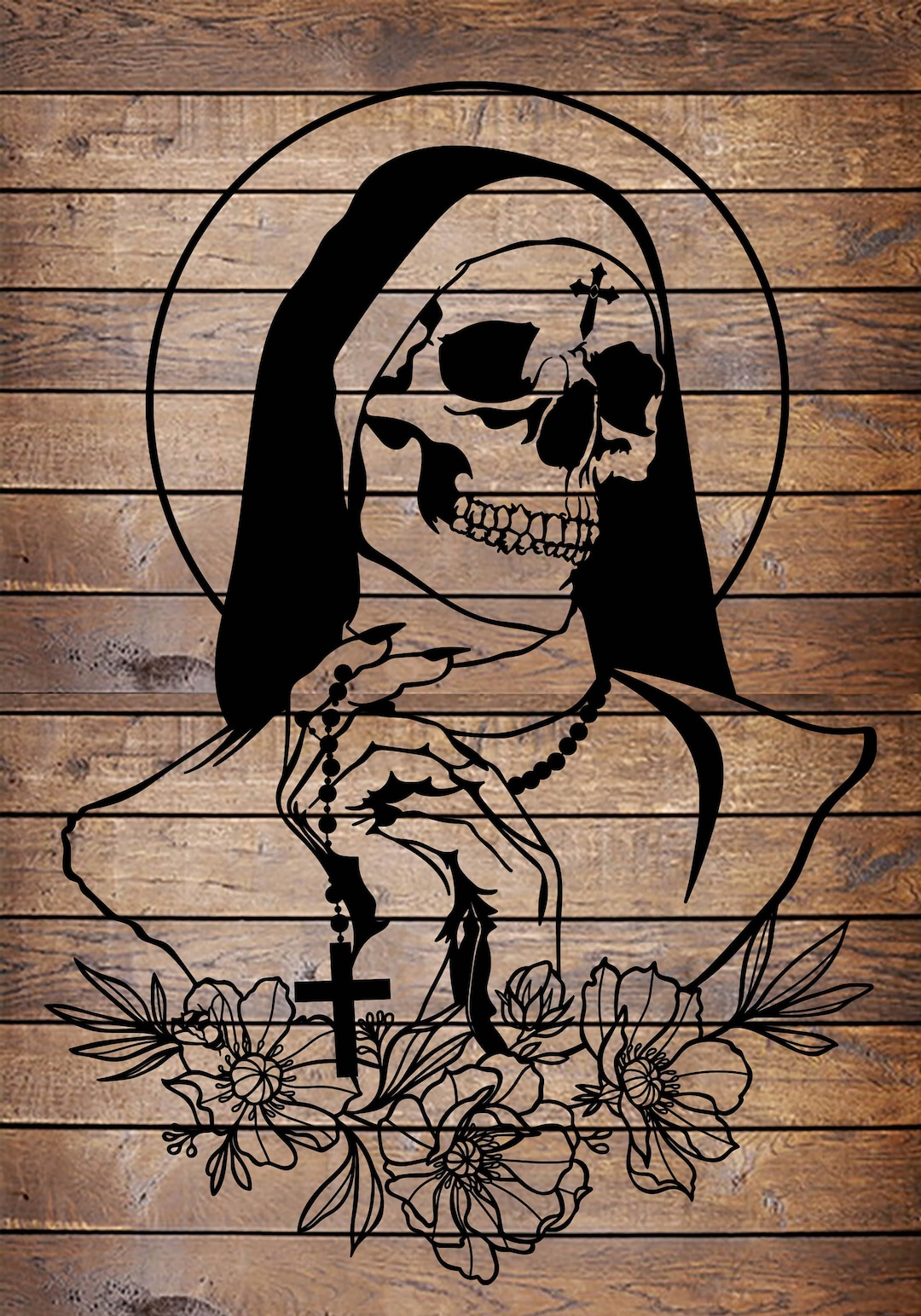 SVG/PNG Nun - Skull – Skeleton - Girl - Tattoo Horror Stencil for ...