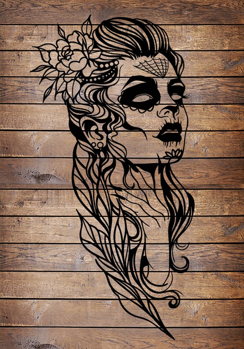 SVG/PNG Day of the Dead - Girl - Tattoo Horror Stencil for Cricut ...