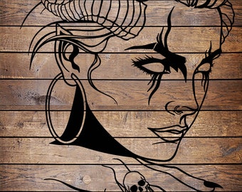 PNG SVG File Devil Queen Satin Evil Tattoo Stencil for Cricut Vinyl ...
