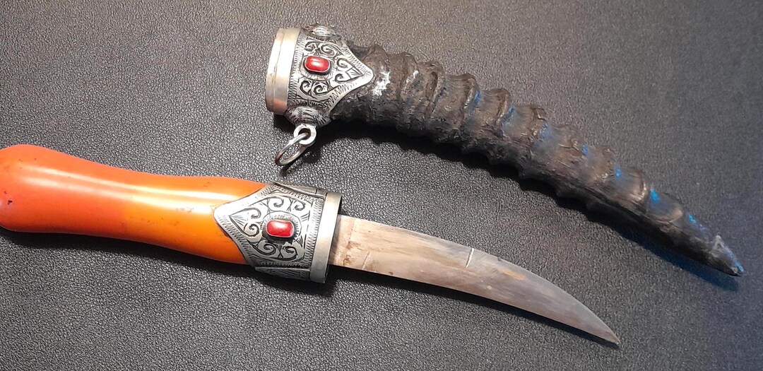 Antique Ethnic Dagger With Ornate Silver Mounts & Red Coral Inlays ...