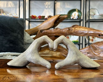 Heart Statue / Heart Sculpture Gold Silver / Handmade From Ceramic ...