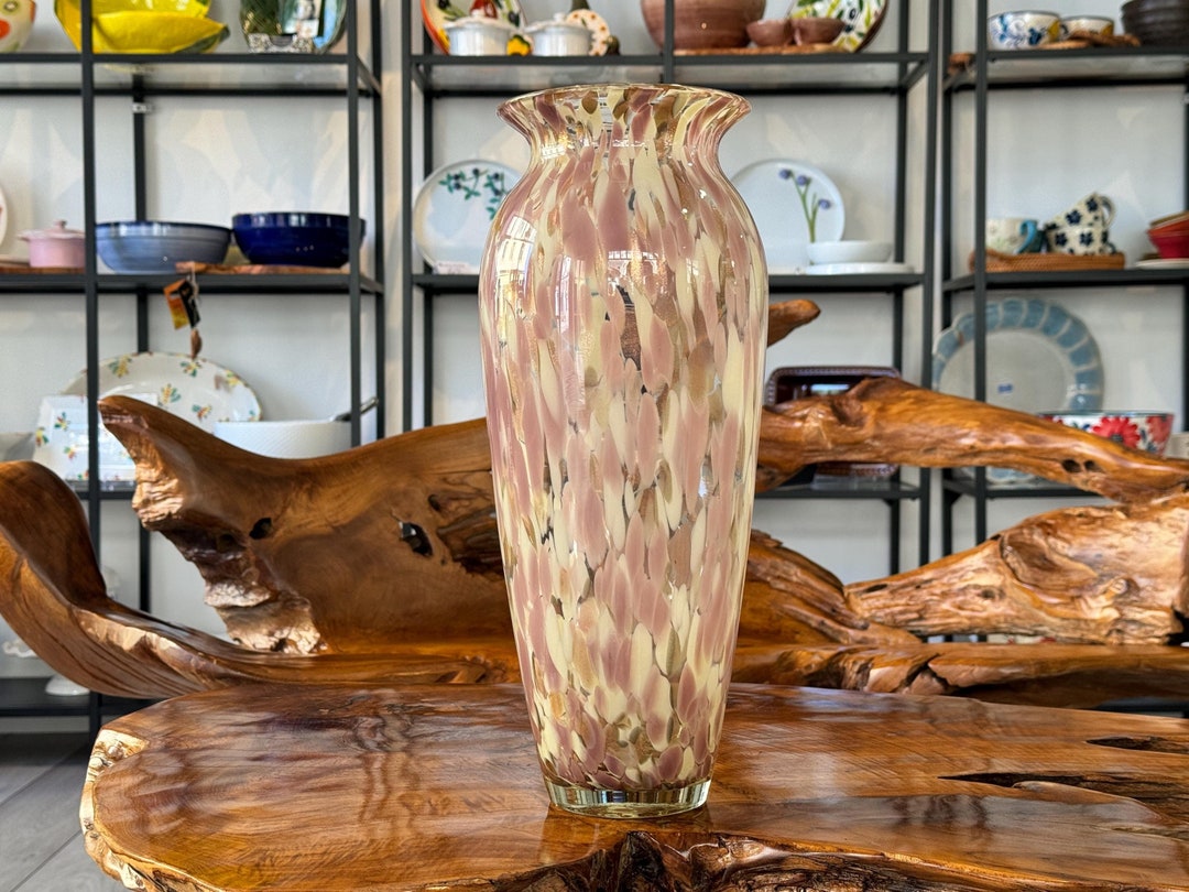 Vase / Flower Vase With Dot Pattern / Glass Vase / Handmade From Glass ...