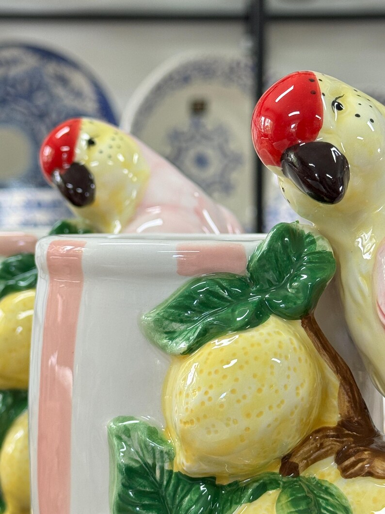 Flowerpot / Planter With Lemons / Parrot / Handmade Ceramic / Home ...