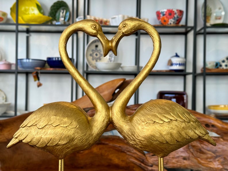 Flamingo Sculpture / Golden Flamingo Figure / Decoration Bird / Home ...