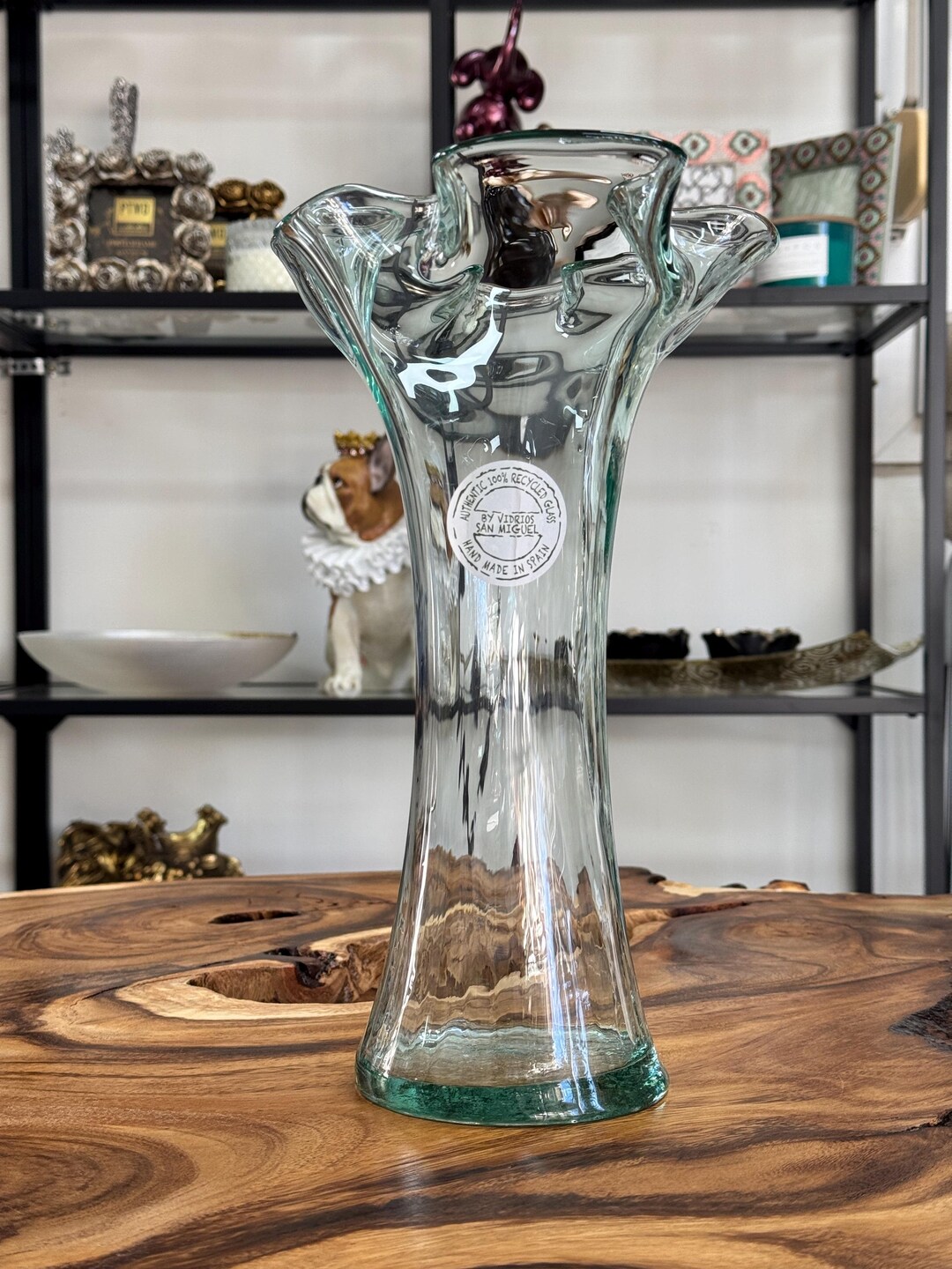 Vase / Flower Vase Made of Recycled Glass / Green Glass Vase / Handmade ...