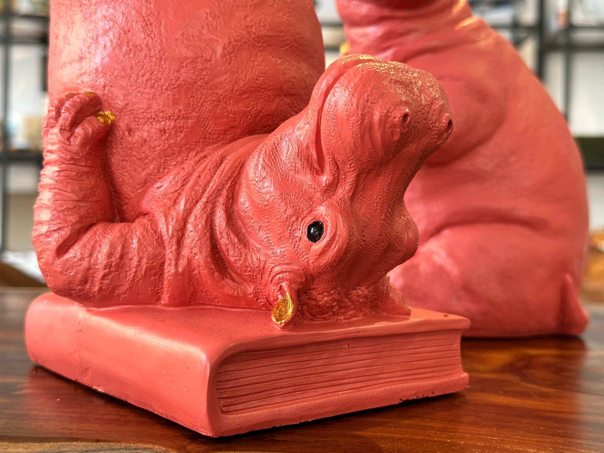 Hippopotamus Bookends / Hippo Book Holder Pink / 2 Piece Set / Statue ...
