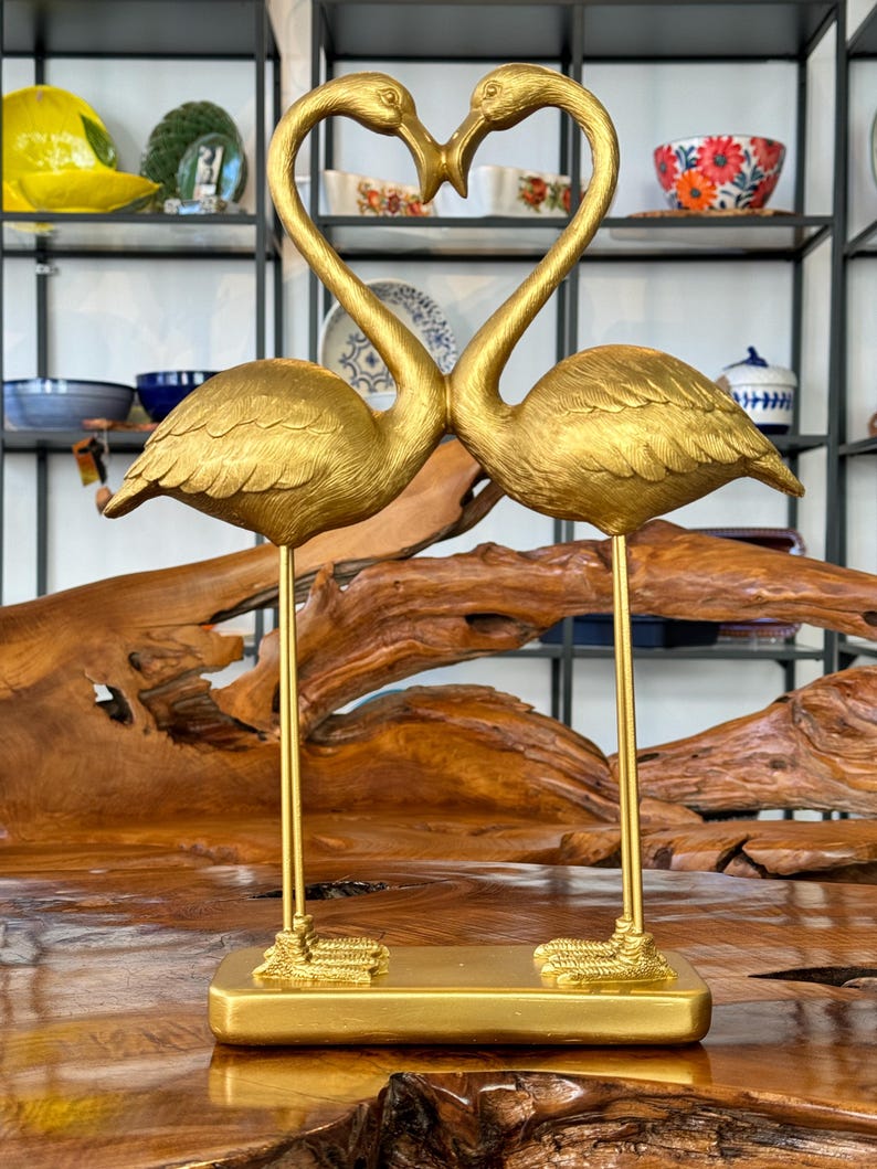 Flamingo Sculpture / Golden Flamingo Figure / Decoration Bird / Home ...