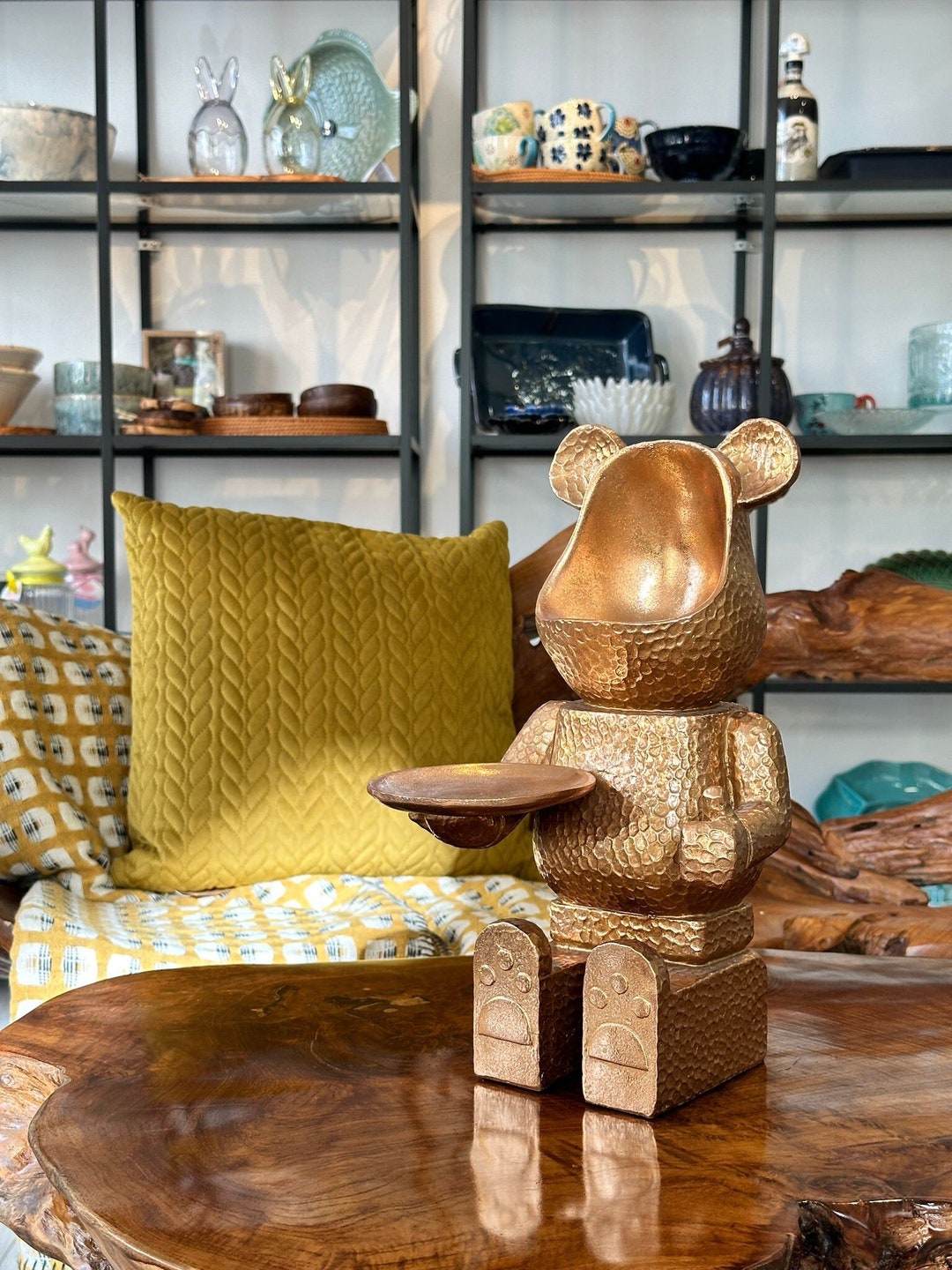 Bear Figure / Modern Decorative Bear With Tray Bronze / Bearbrick With ...