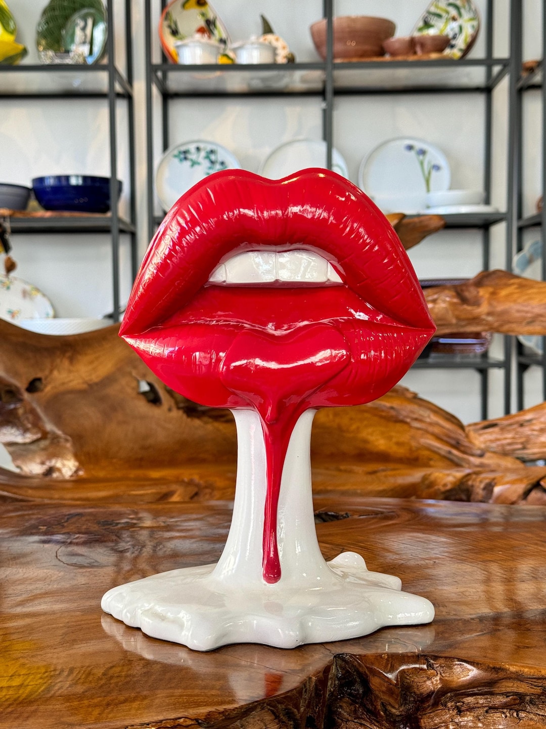 Lips Statue / Figure Red Lips / Modern Sculpture / Decor / Table ...