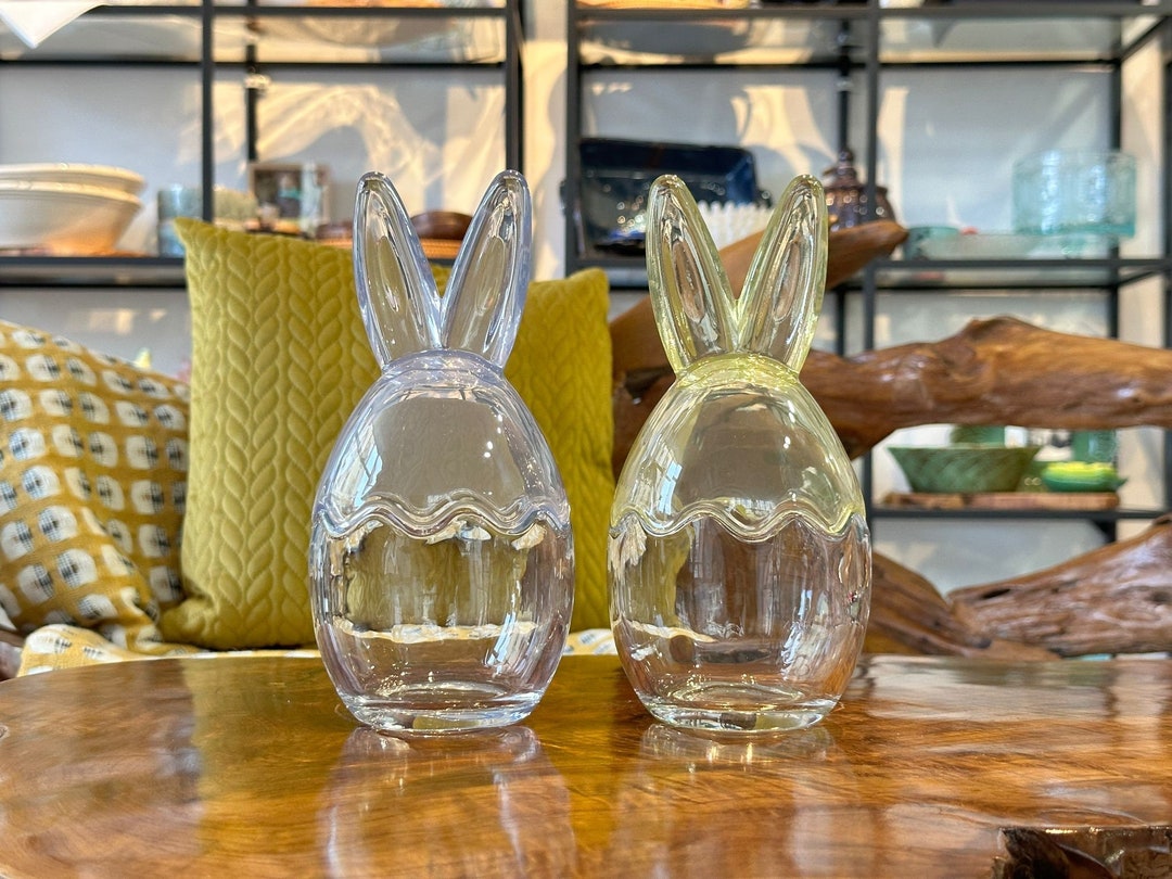 Glass Egg / Storage Jar With Rabbit Ears / Glass Jar With Lid / Rabbit ...
