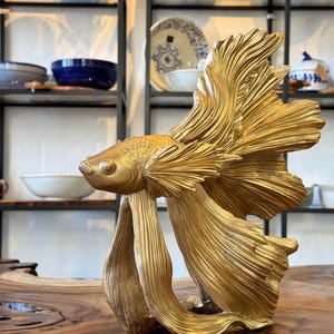 Fish Gold / Fish Figure / Statue / Handmade / Table Decoration ...
