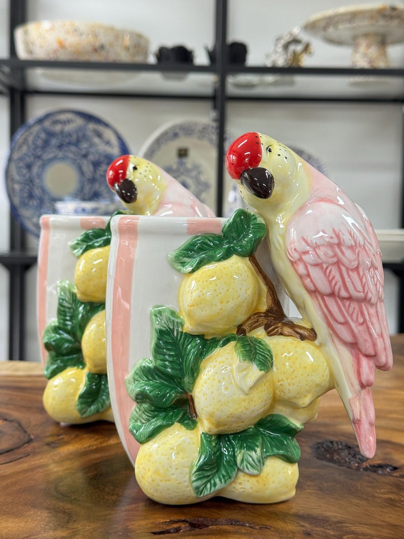 Flowerpot / Planter With Lemons / Parrot / Handmade Ceramic / Home ...