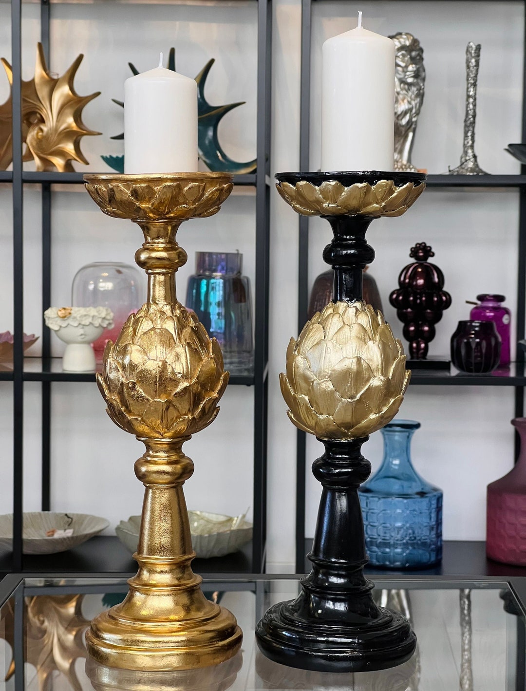 Candlestick / Candle Holder Pine Cones / Figure Cones Gold - Etsy