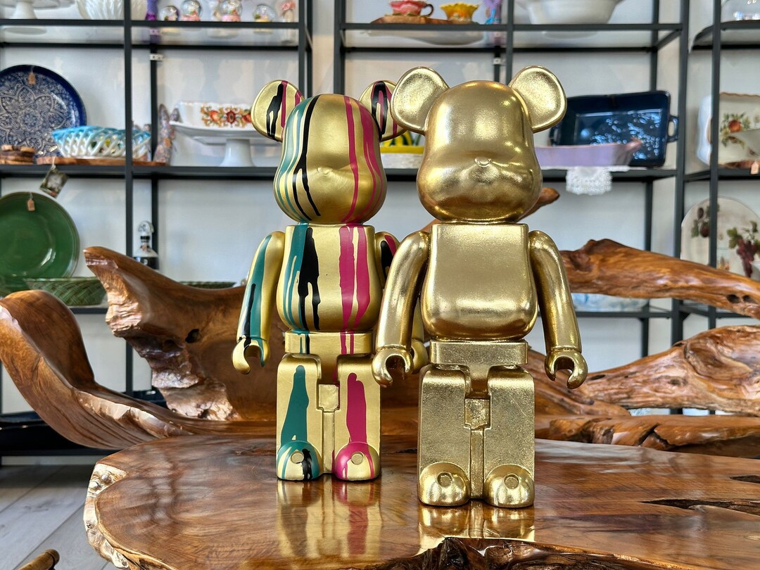 Bear Figure / Decoration - Gold Bear Figure / Bearbrick / Handmade ...