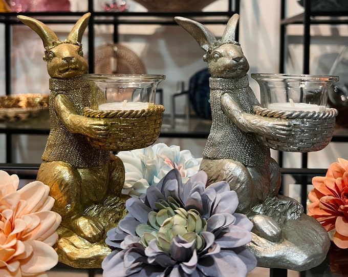 Lovely Rabbit Candle Holder in Gold and Silver Color East Decoration ...