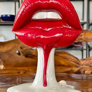 Lips Statue / Figure Red Lips / Modern Sculpture / Decor / Table ...