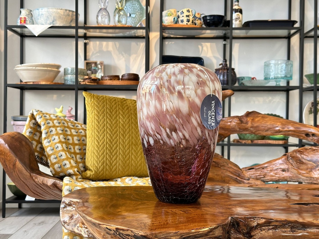 Vase / Flower Vase With Dot Pattern / Glass Vase / Handmade From Glass ...