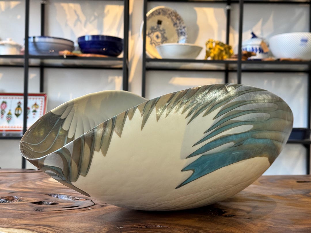 Bowl / Large Shell Shaped Bowl / Seashell / Glass Bowl / Handmade From ...