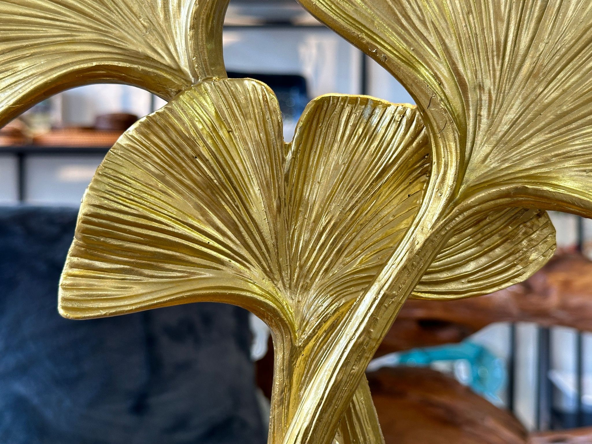 Statue Ginkgo Leaves / Modern Sculpture Gold / Figure Ginkgo / Table ...