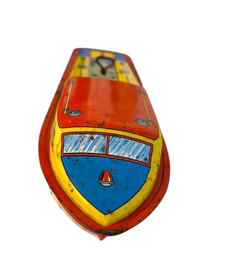 Vintage Tin Wind-up Boat Toy Made by the Ohio Art Company. EB - Etsy