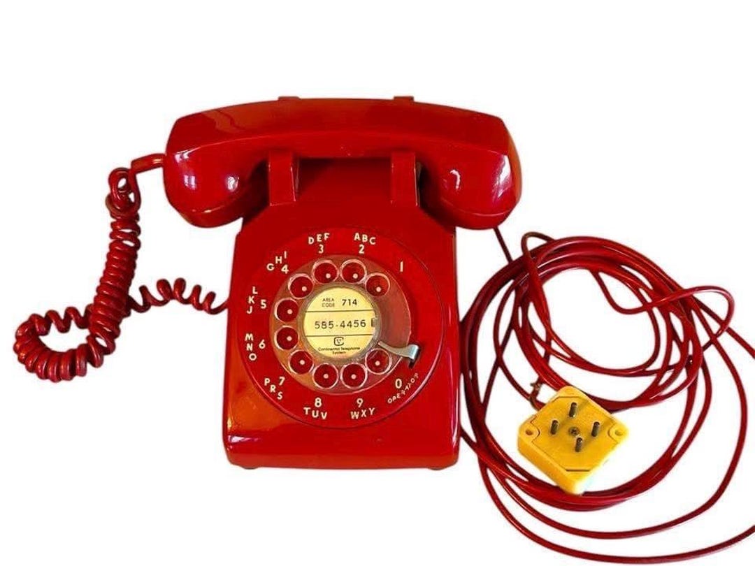 Vintage Cherry Red Rotary Phone by Continental Telephone System, 70s EB ...