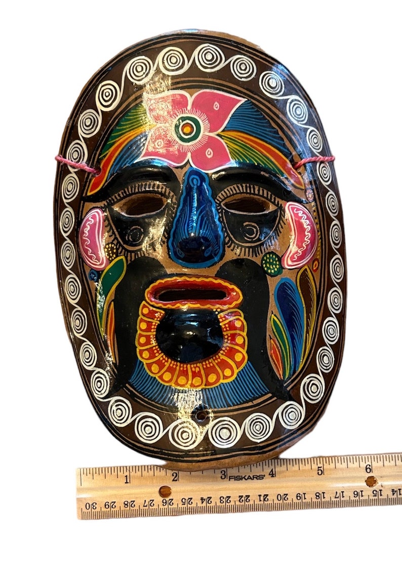 Mexican Clay Pottery Painted Mask - Etsy
