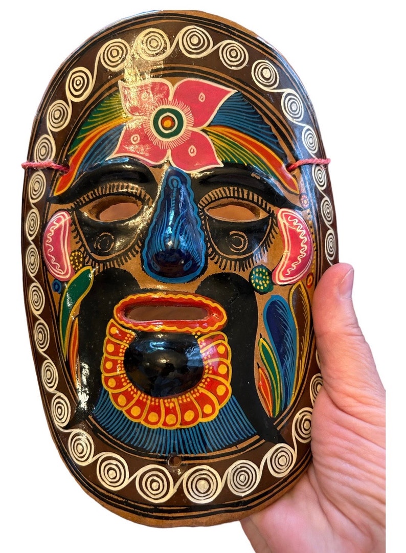 Mexican Clay Pottery Painted Mask - Etsy