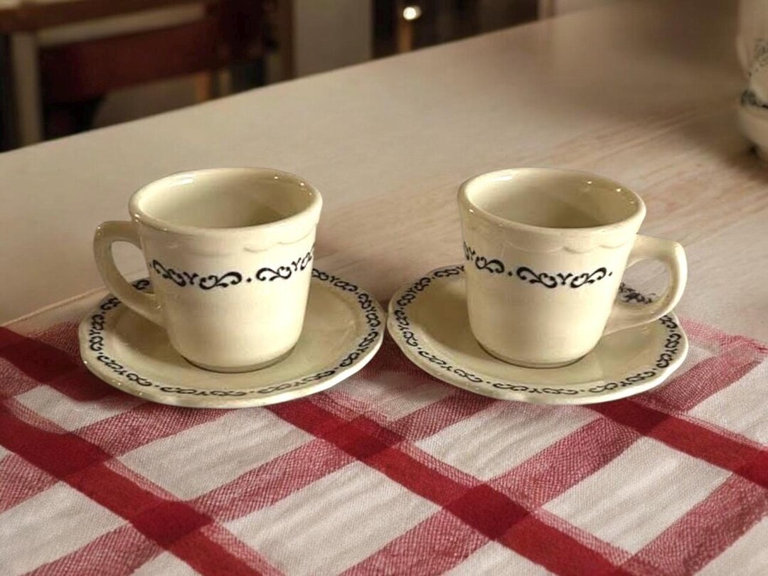 Pair 2 Vintage Diner Coffee Cups With Saucers by Buffalo EB - Etsy