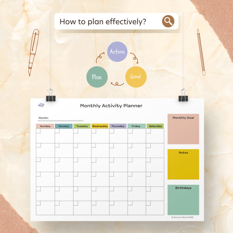 Monthly Activity Planner - Etsy