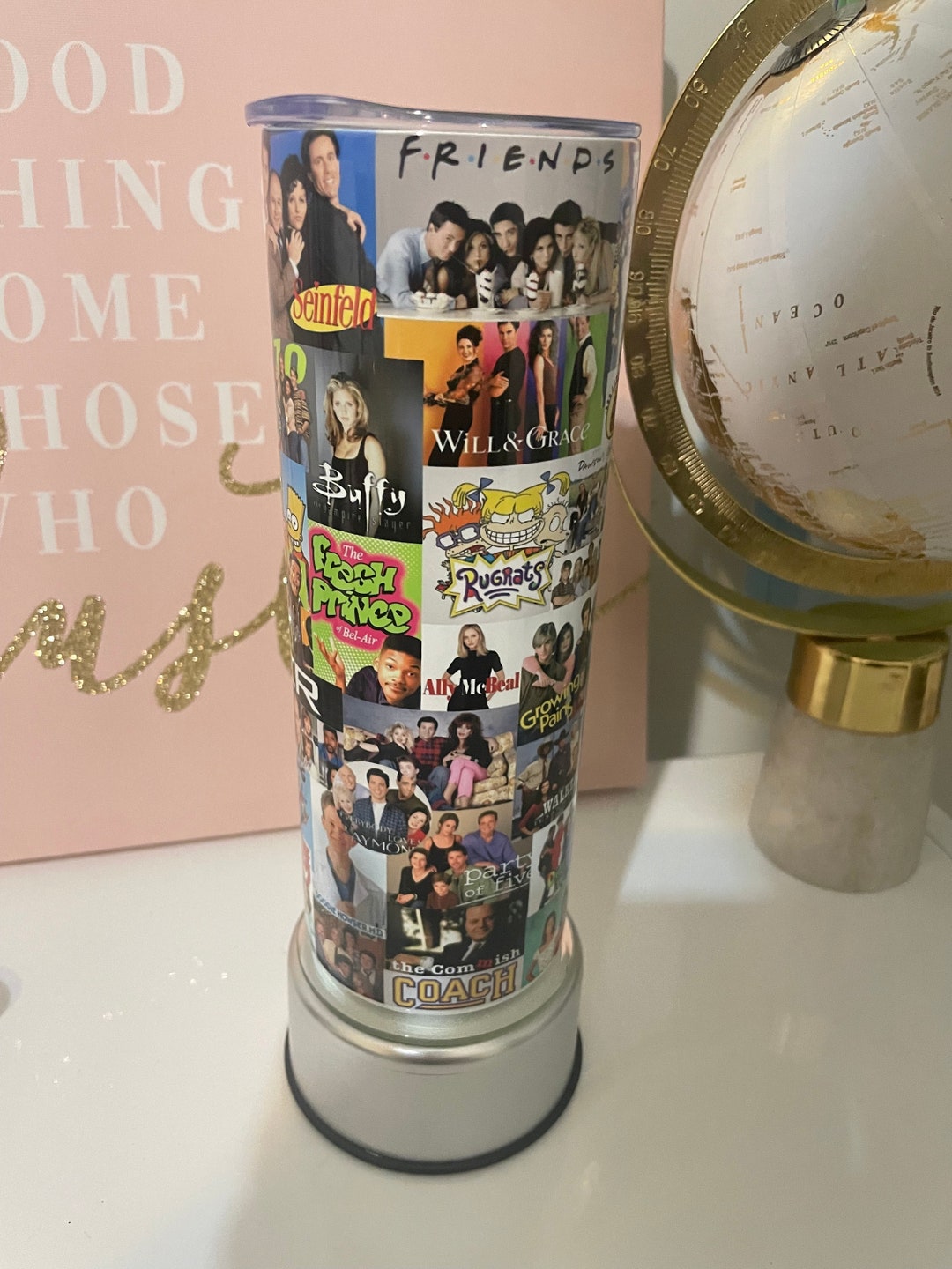 90s TV Sitcoms Tumbler – 20oz Stainless Steel Retro TV Shows Cup ...