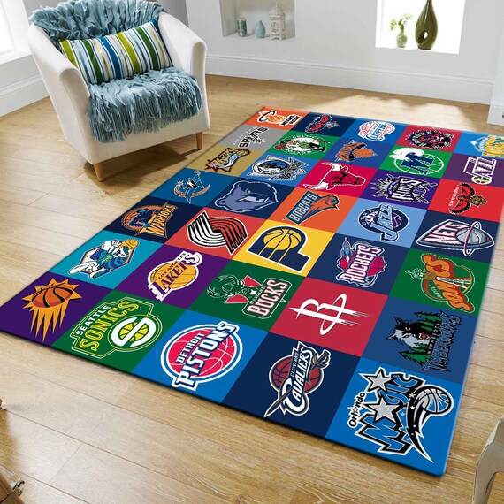Basketball Rug NBA Rug NBA Fan Modern Rug Kids Room Rug - Etsy