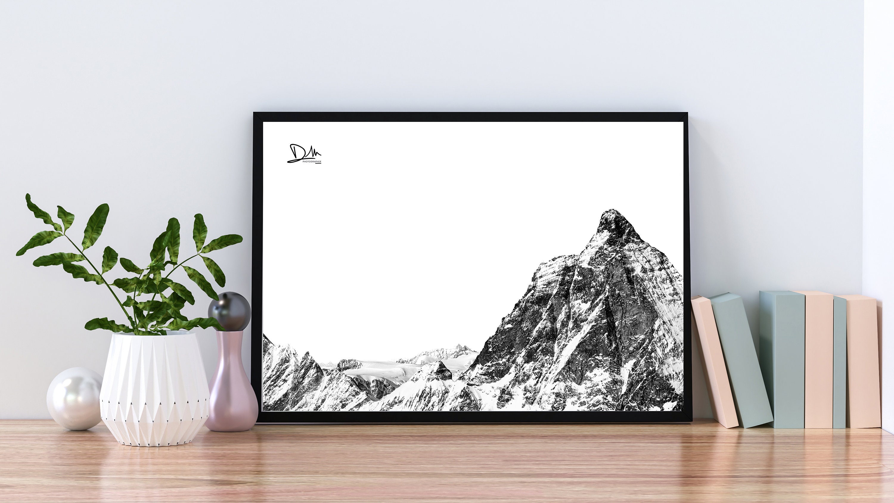 Black and White Mountain Printable, Artwork Printable, Poster Printable ...