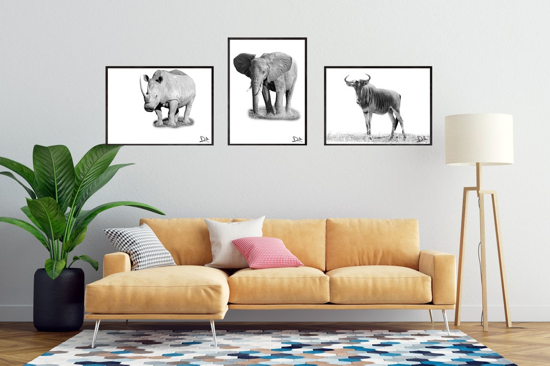 Set of Animals Black and White Printable, Artwork, Set of Animals ...